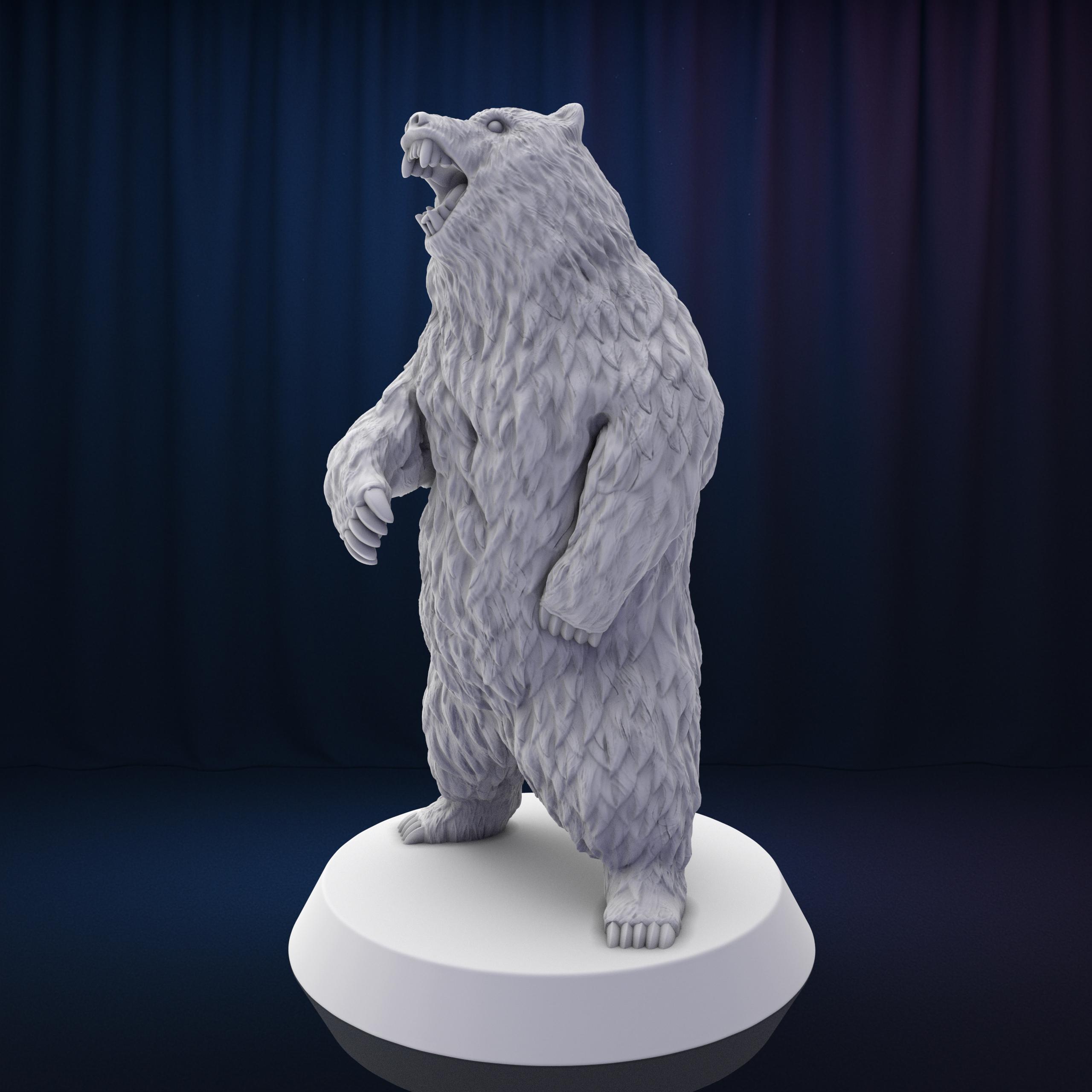 Bear STL File, Roaring Grizzly 3D Print Model Printing, Animal ...