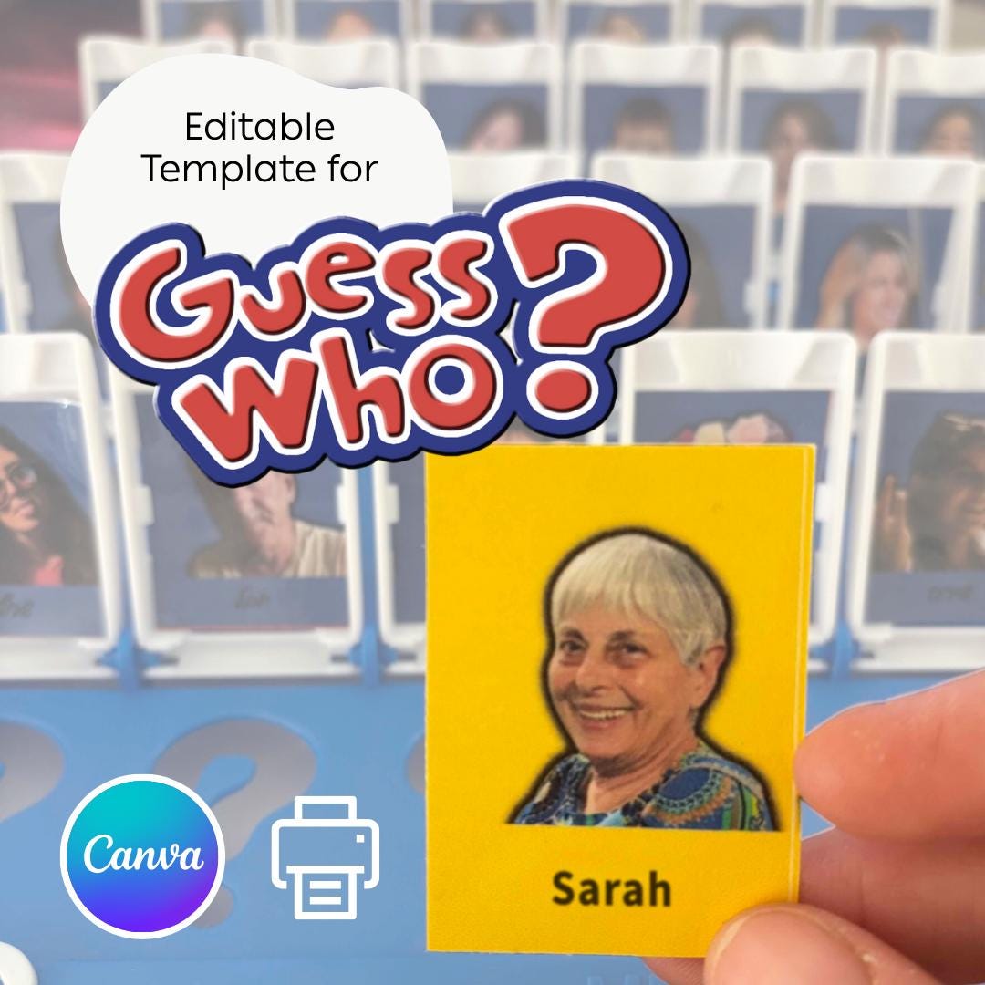 Editable Guess Who Game Template: Personalized Canva Cards (digital ...