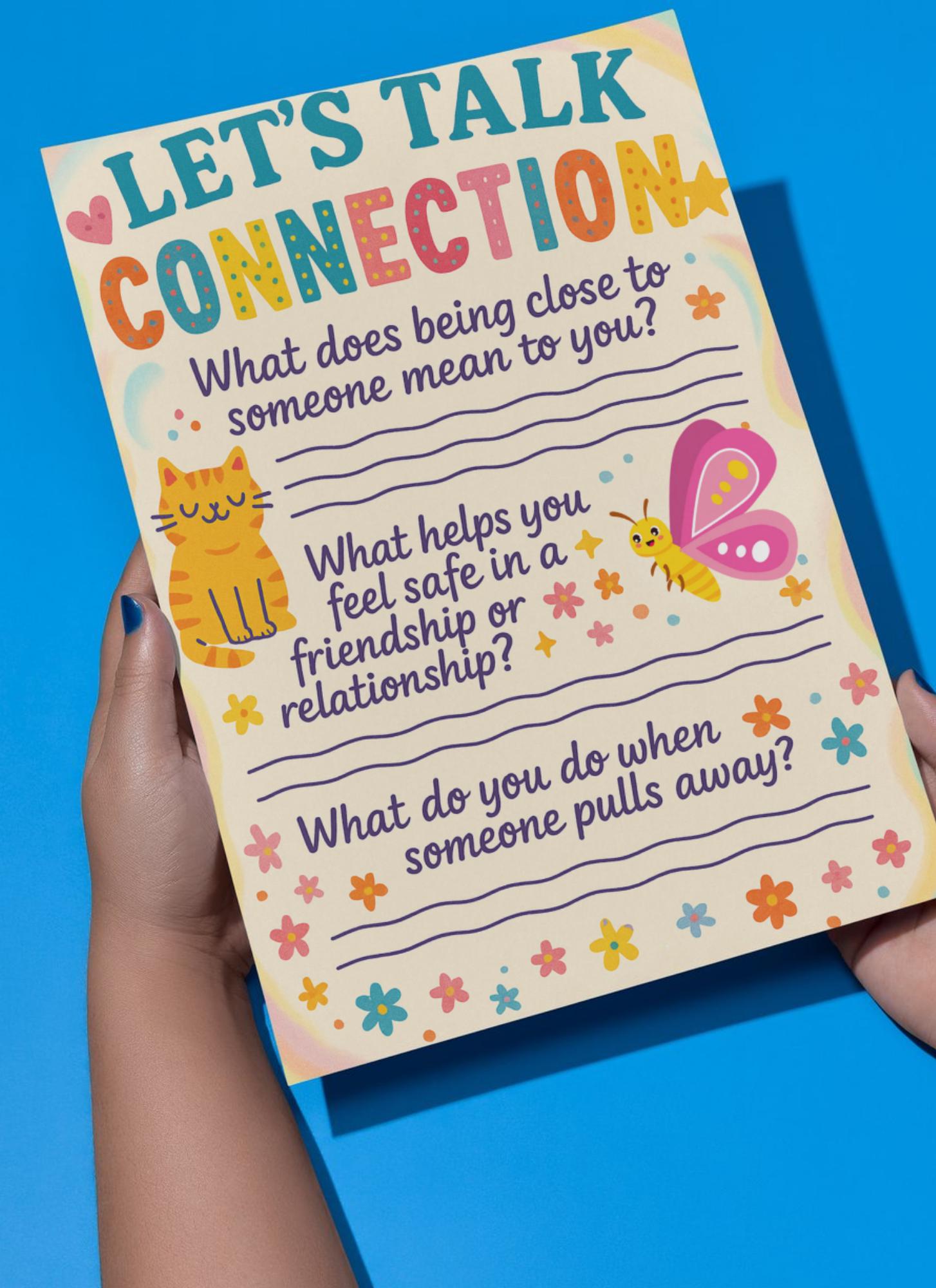 Let’s Talk Connection Worksheet | Colorful Therapy Tool for Kids ...