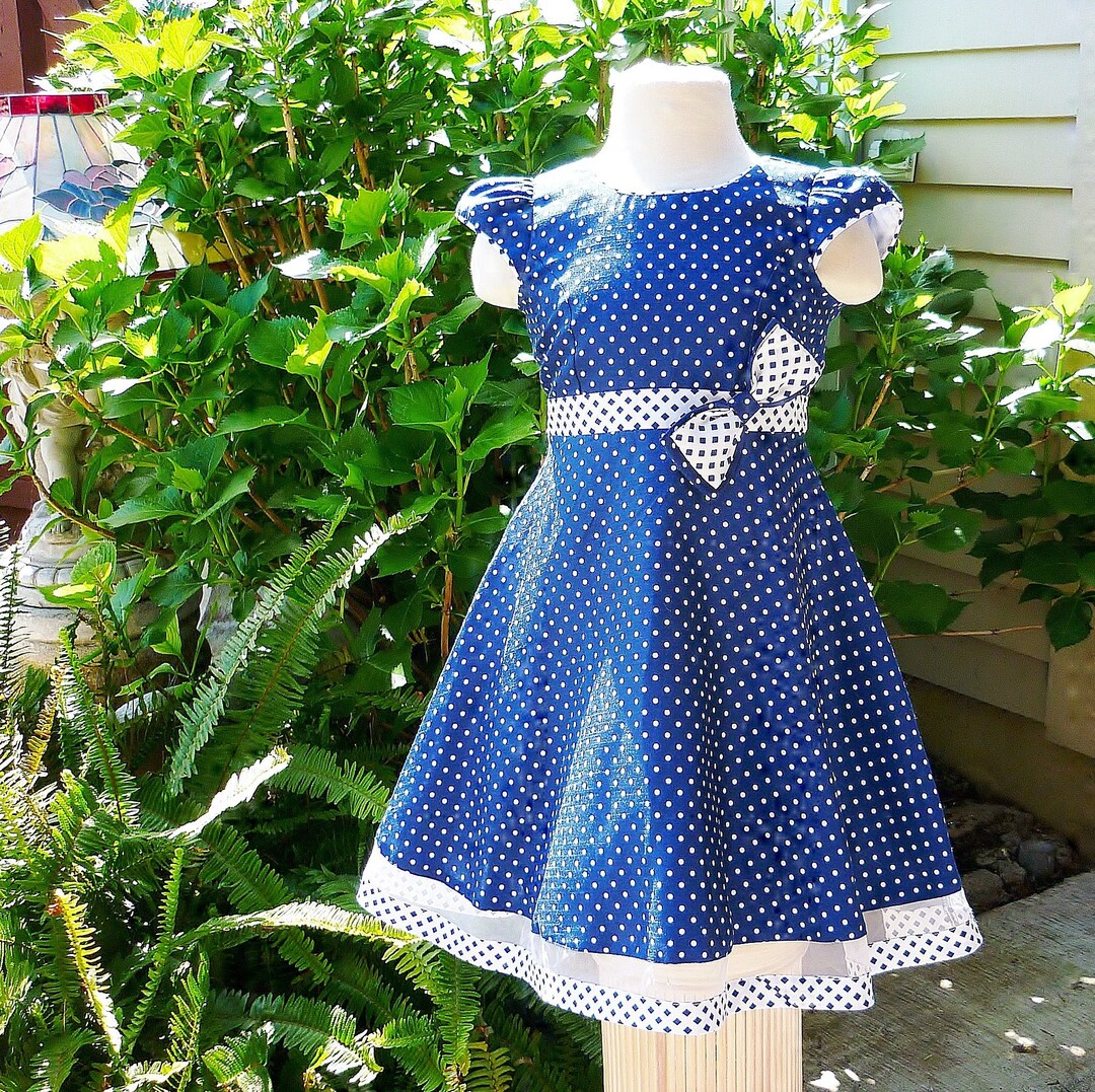Girls Dress by Jona Michelle Navy Blue Polka Dot Girls Fancy Party ...