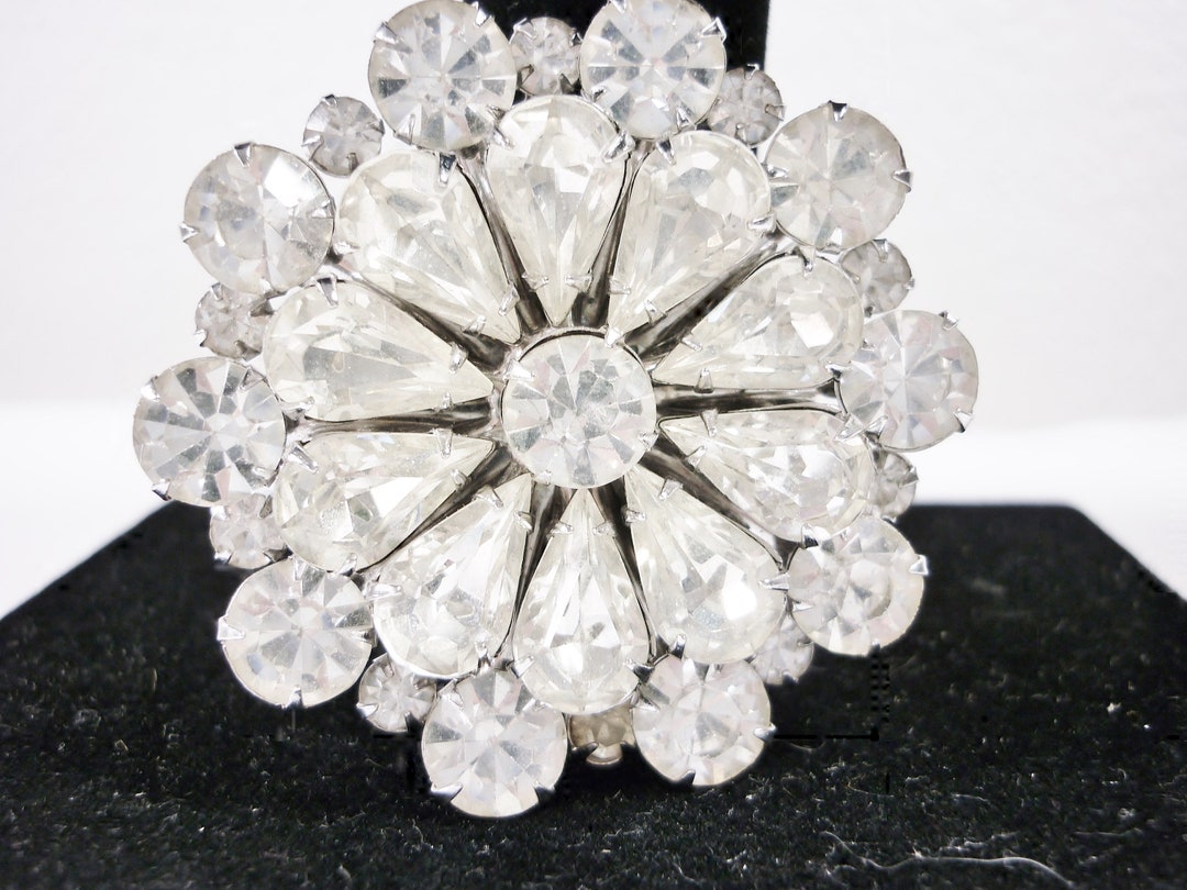 Vintage Layered Rhinestone Brooch Pin 4-layered Riveted Backing - Etsy