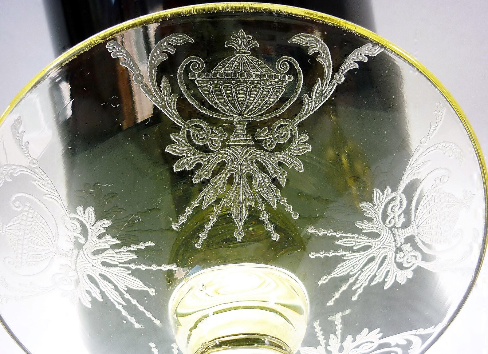 Cambridge Yellow Uranium Glass Big Urn Scrools 739 Candle | Etsy