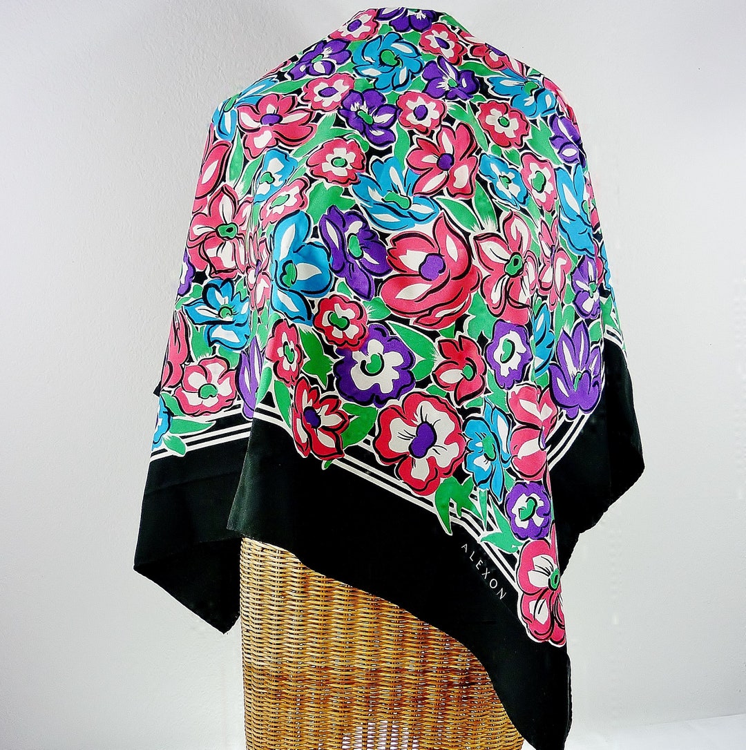 Italian Designer Mod Scarf by Alexon Made in Italy Bold Floral New - Etsy