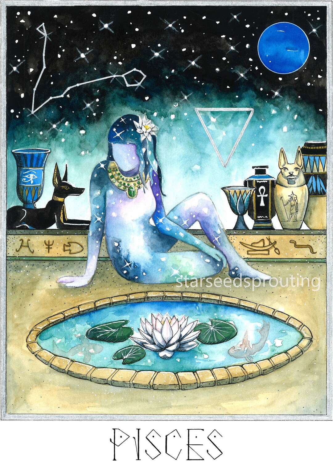PISCES Celestial Egyptian Zodiac Series - Etsy UK
