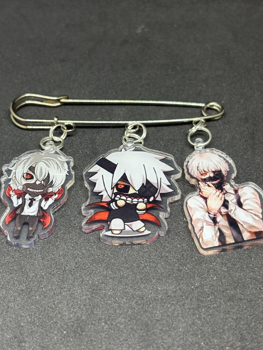 Anime Ken Kaneki Tokyo Ghouls Large Pin With 3 Different Charms ...