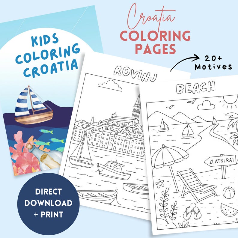 Croatia Coloring Pages – 20+ Printable Illustrations, Coastal Towns ...