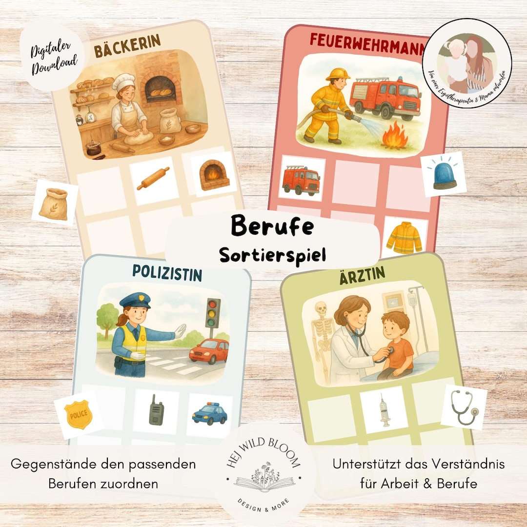 Professions Sorting Game for Children | Montessori Learning Game ...
