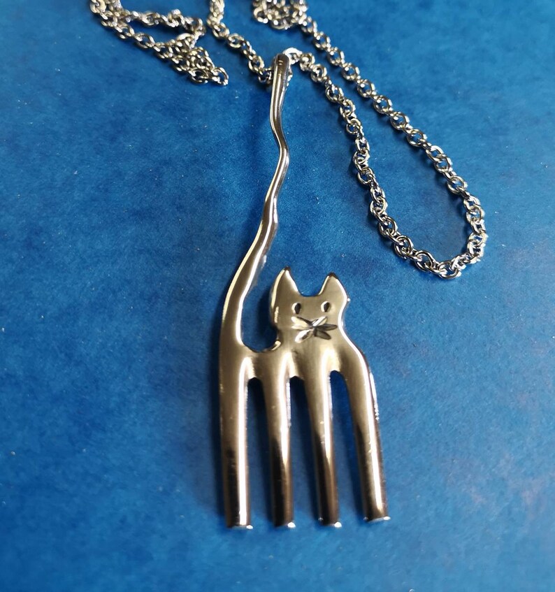 Pet Cat Pendant Recycled From a Vintage Fork Handmade in - Etsy UK