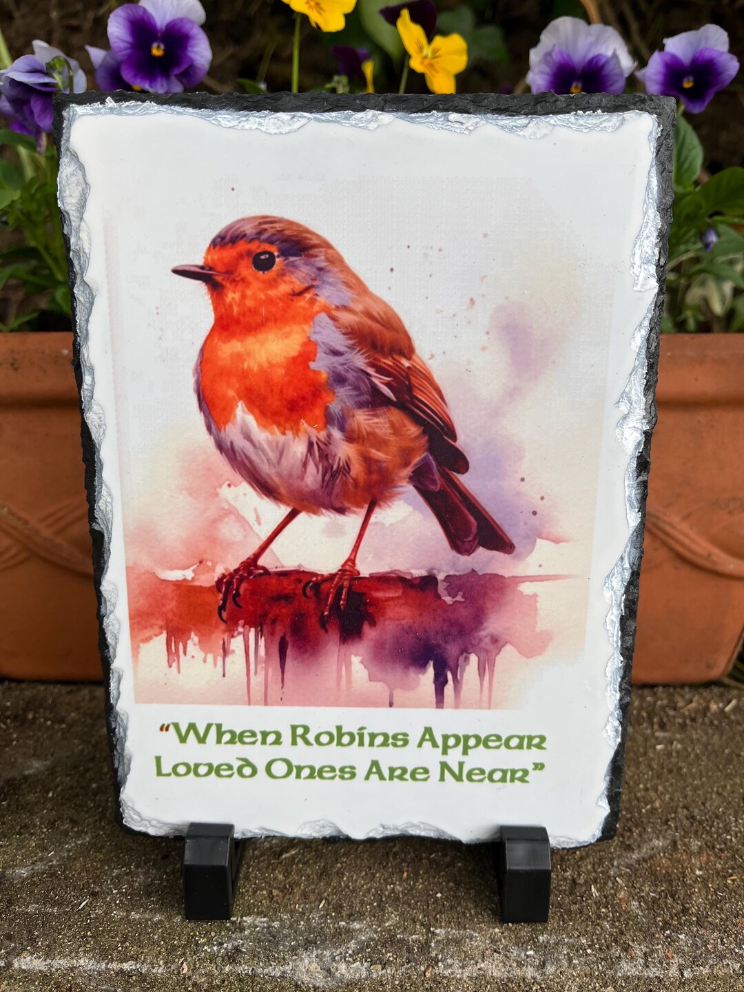 Slate With Robin Picture and When Robins Appear Loved Ones Are Near ...