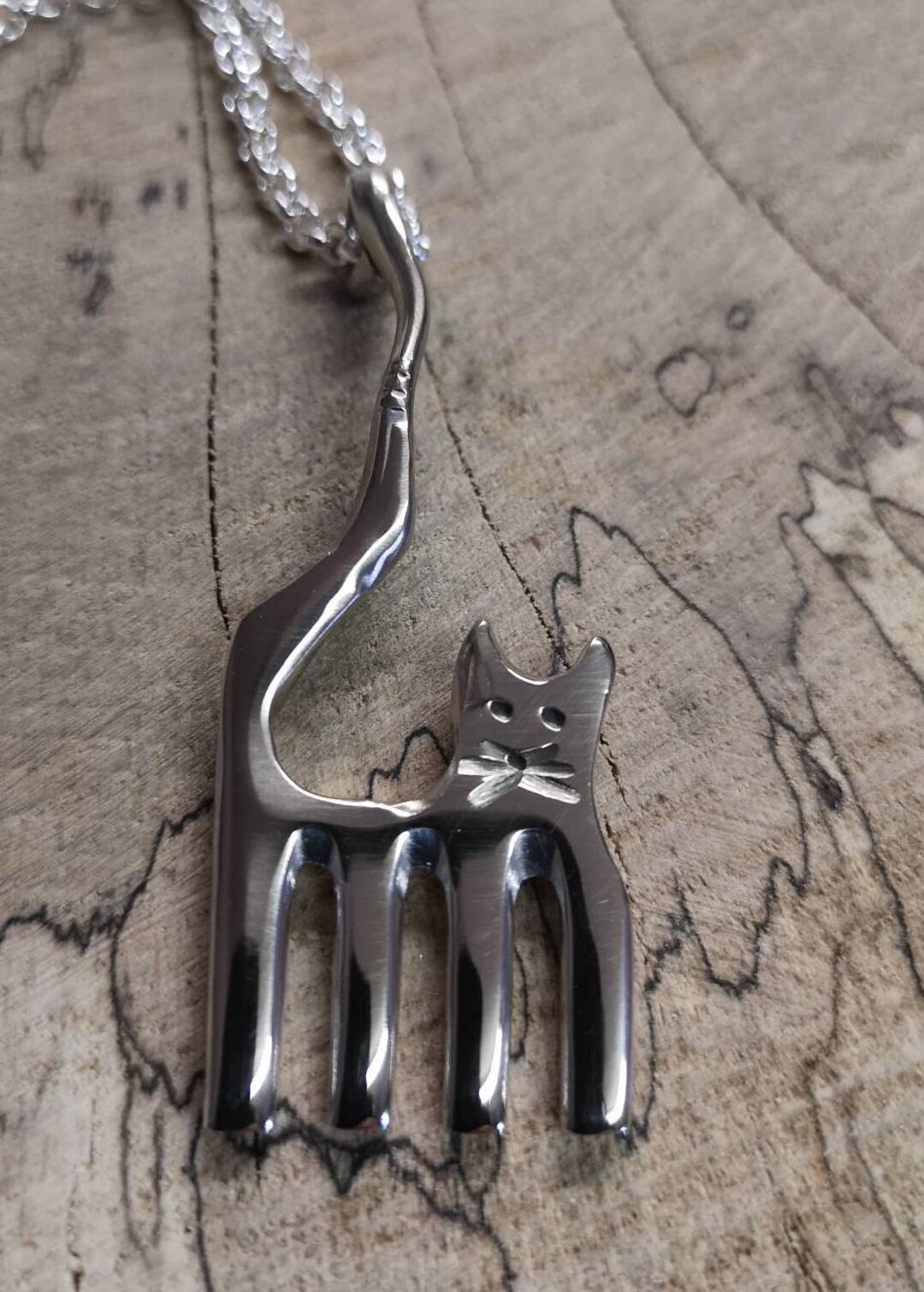 Pet Cat Pendant Created From Silverware - Recycled From a Vintage Fork ...