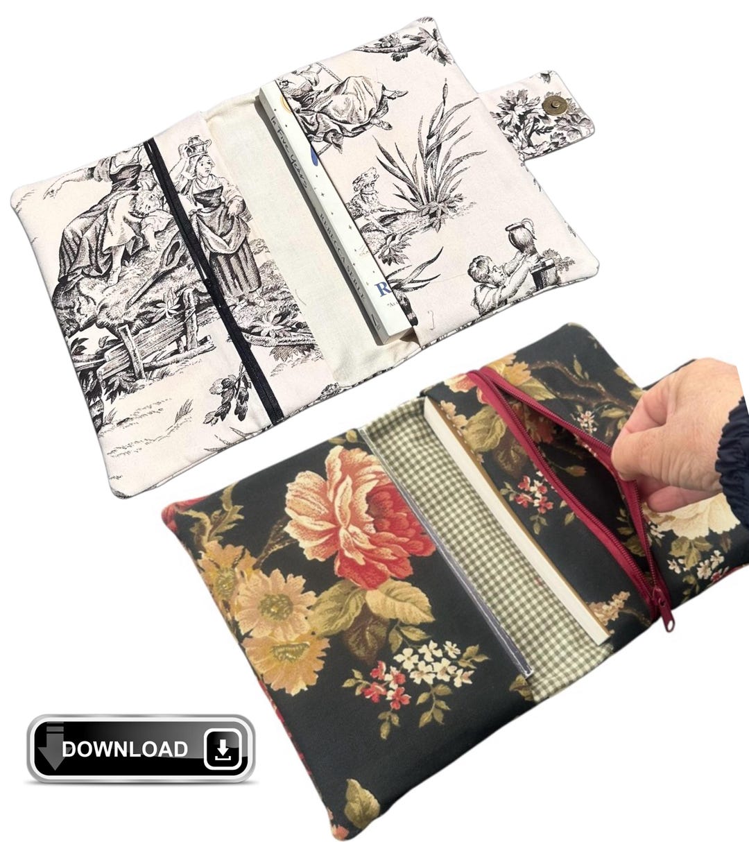 Fabric Book Sleeve Digital PDF Download Sewing Printable Pattern Double ...