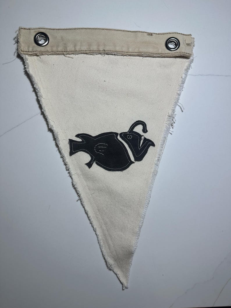Upcycled Fabric Pennant Anglerfish Wall Banner Art Fishing Shore Beach ...