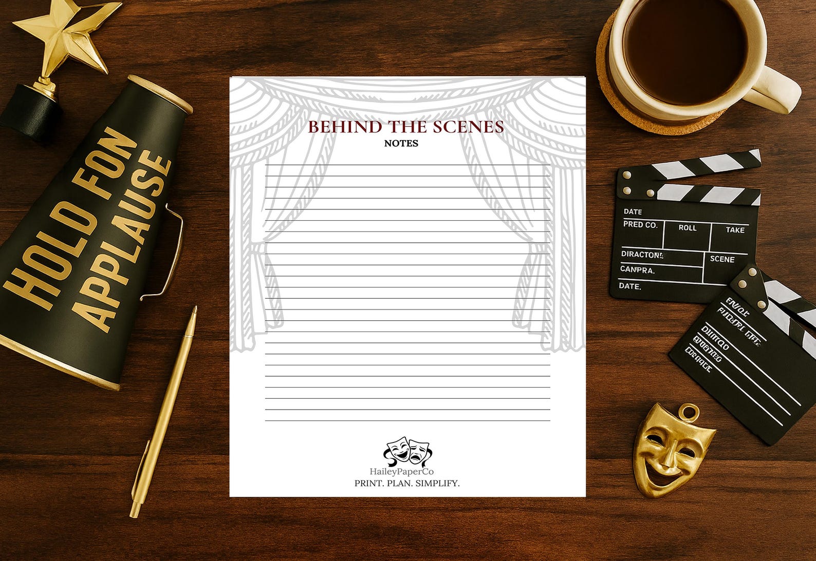 Behind the Scenes Notes Page | Printable Theater Journal | Drama ...