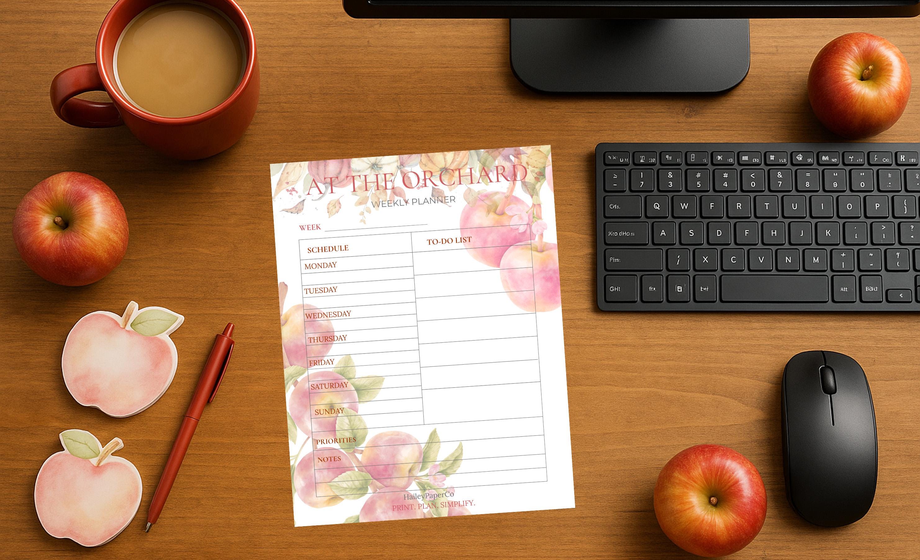 At the Orchard Weekly Planner | Apple Theme Printable | Fall Schedule ...