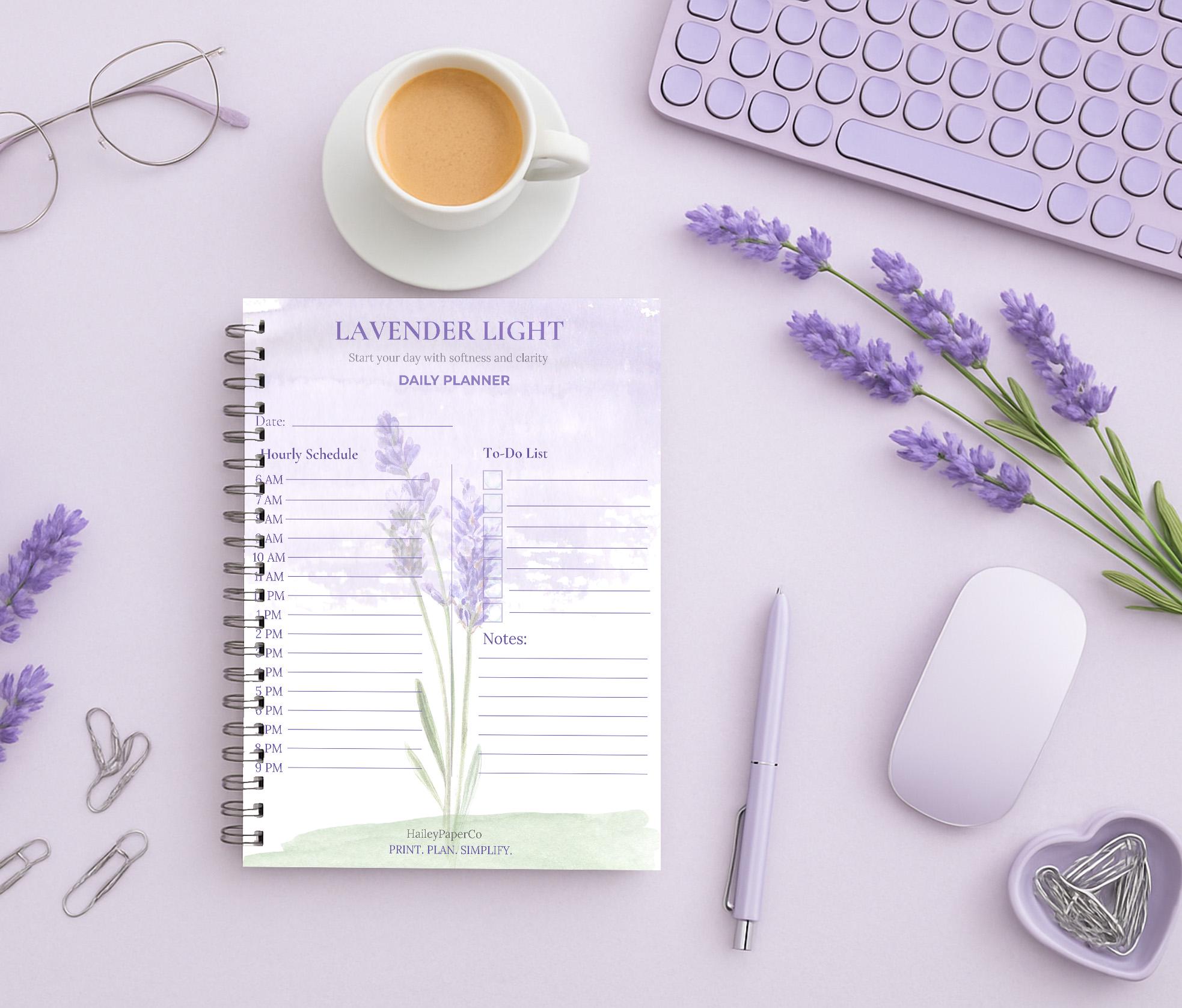Floral Daily Planner Printable: Lavender Watercolor PDF (US Letter Size ...