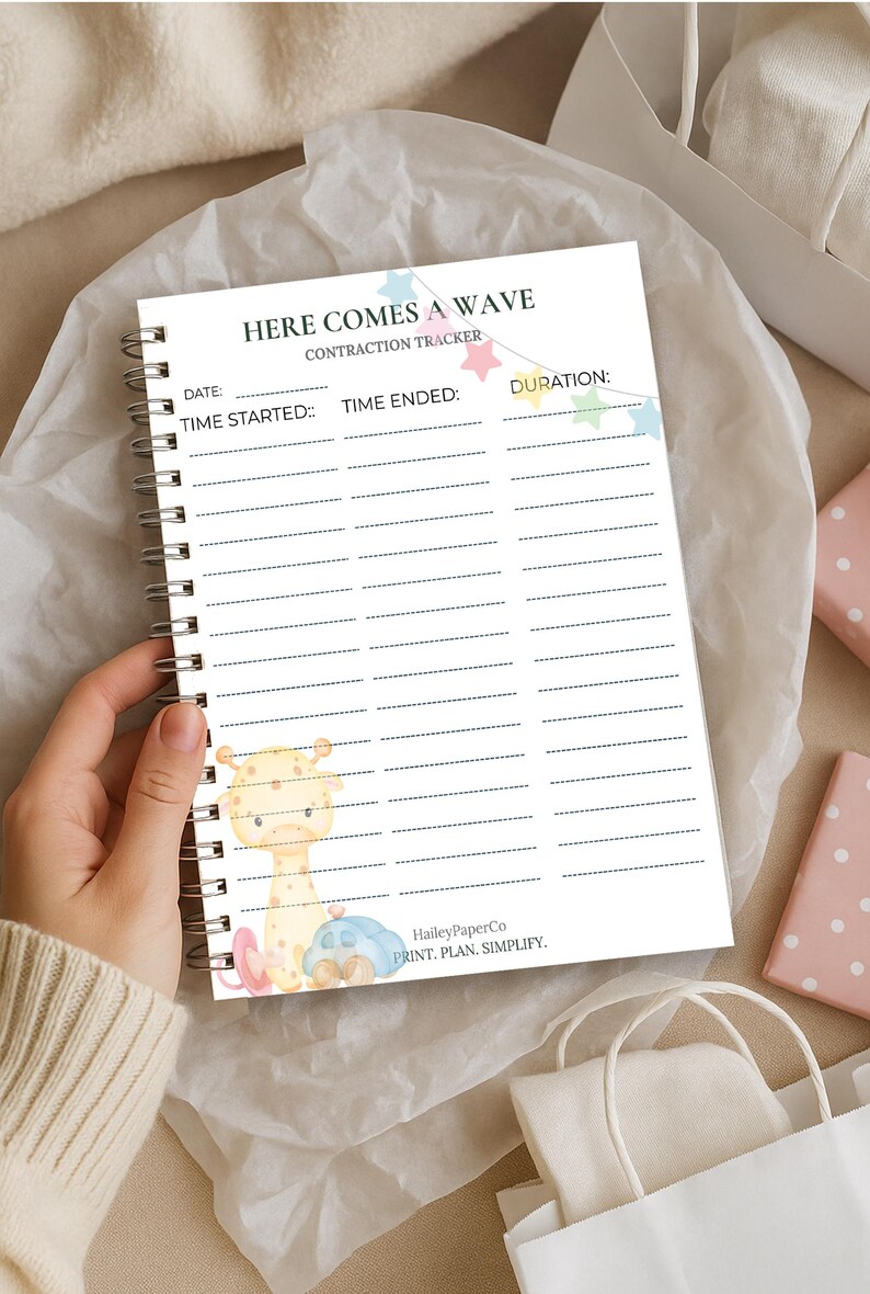 Printable Contraction Tracker: Baby Shower Gift (PDF) - Etsy