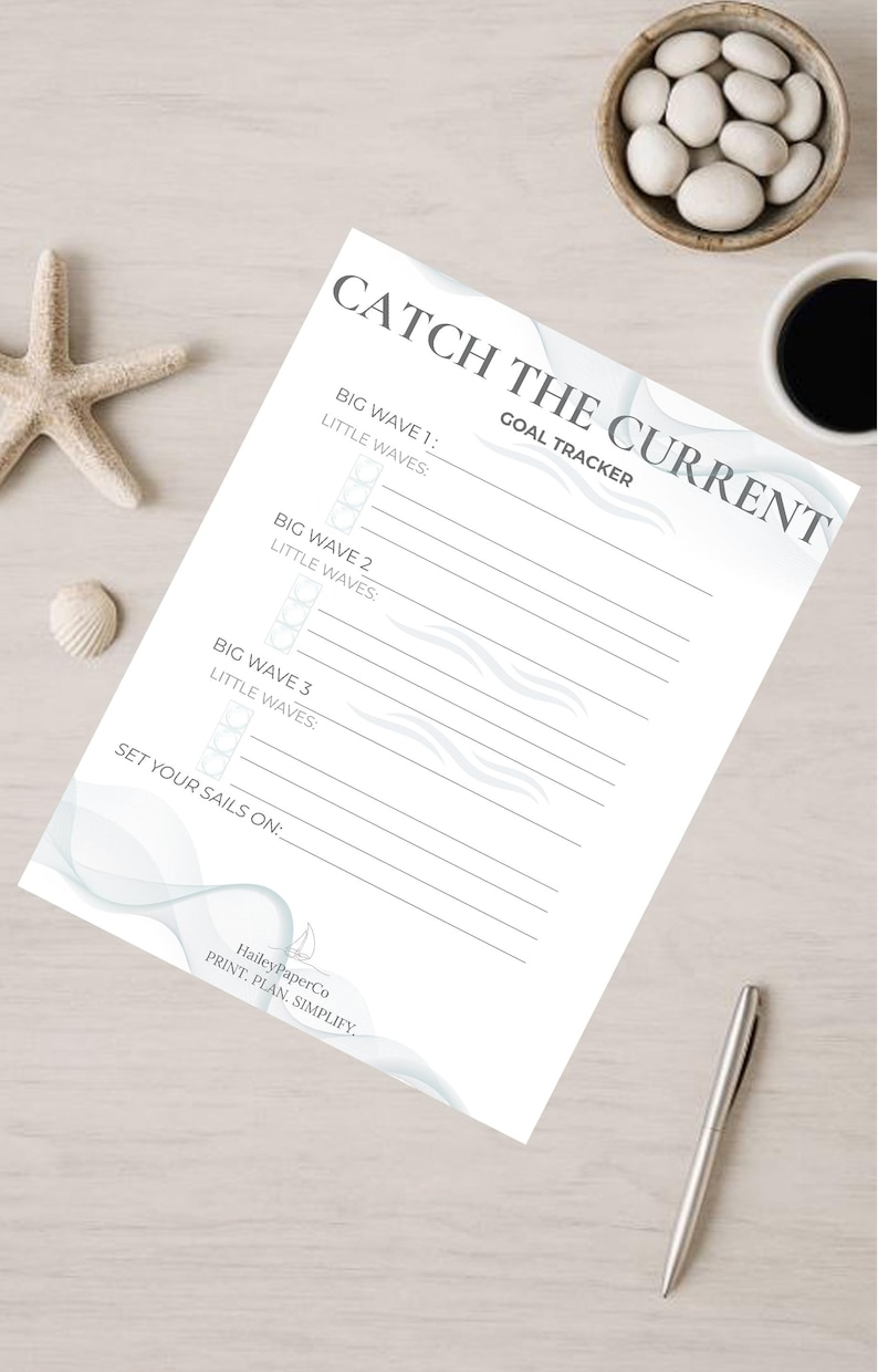 Wave-themed Goal Tracker | Printable Planner (PDF) - Etsy