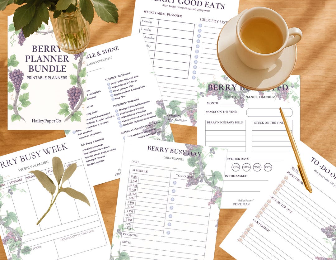 Berry Printable Planner Bundle: Daily, Weekly, Budget (PDF Download) - Etsy