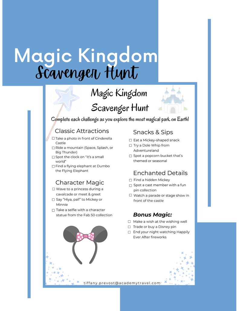 Disney Park Scavenger Hunt Bundle – Magic Kingdom, Princess & Pirate ...