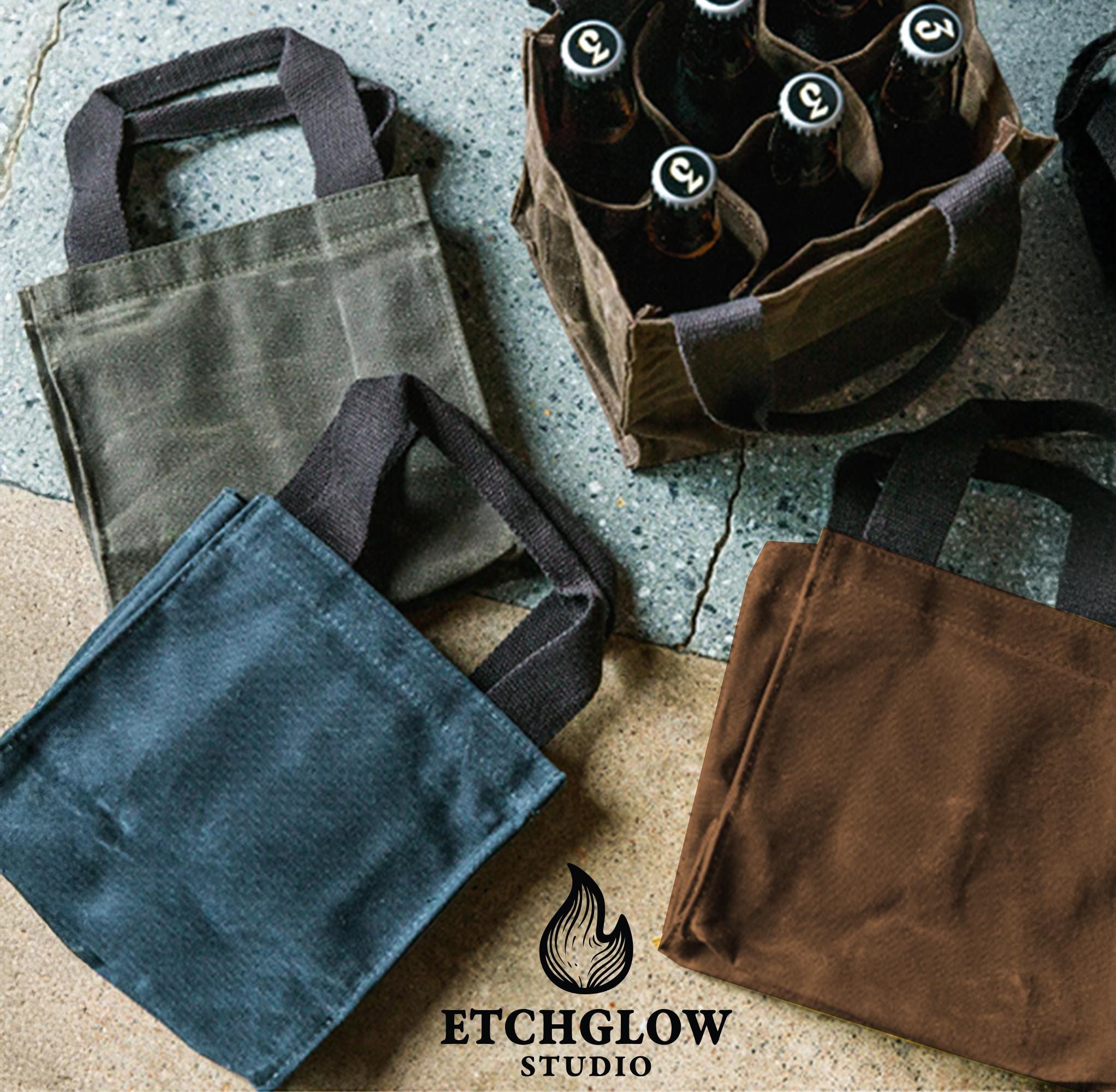 Rugged Waxed Canvas Beer Caddy – Personalized 6-pack Bottle Carrier ...