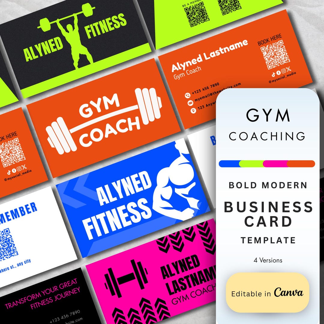 Bold Colored Business Cards for Gym Fitness - Calling Card by Alyned ...