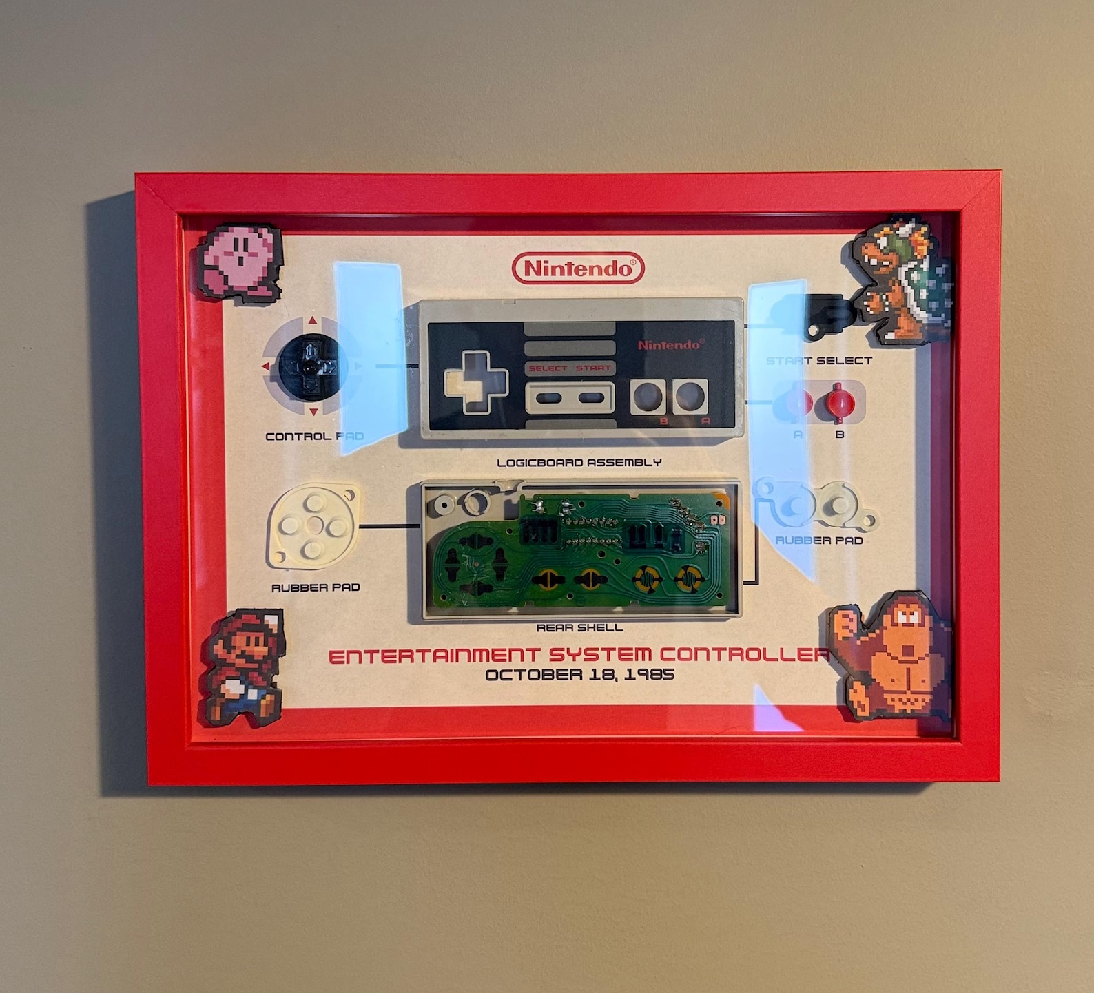 NES Controller Diorama – 40-year Anniversary Retro Wall Art in Red A4 ...