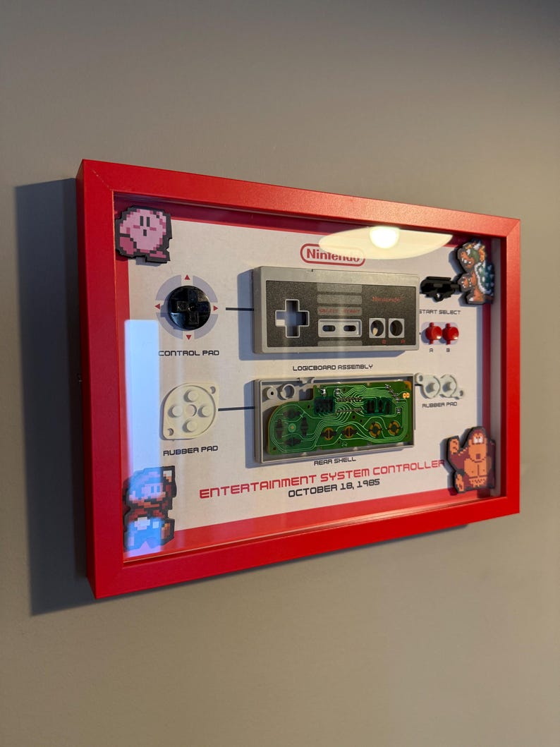 NES Controller Diorama – 40-year Anniversary Retro Wall Art in Red A4 ...