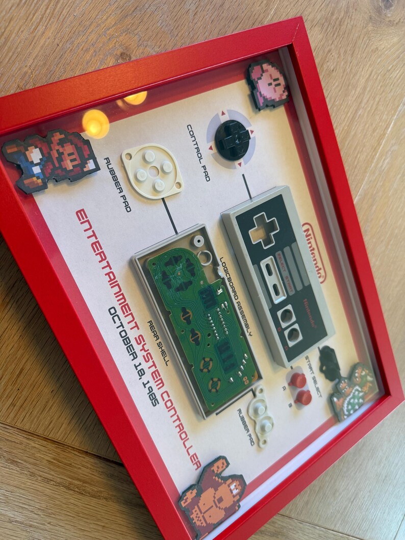 NES Controller Diorama – 40-year Anniversary Retro Wall Art in Red A4 ...