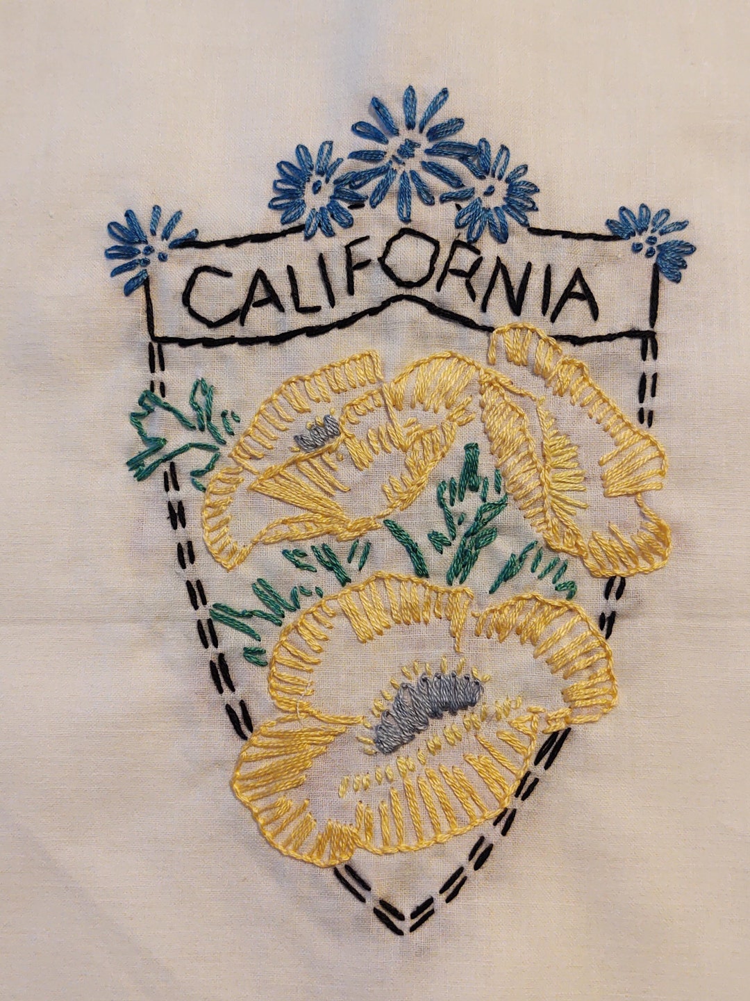 State Flower Back Patch Hand Embroidered Quilt Block Alabama Alaska ...
