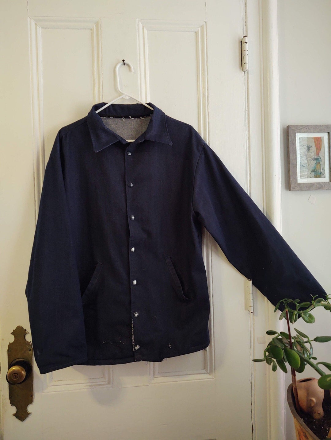 Light Weight, Blue Jean Work Utility Jacket, Snap Closure, Pockets 48 ...