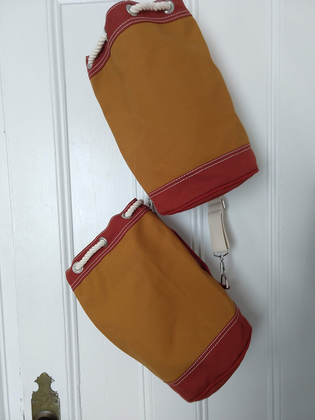 RARE Vintage Matching LL Bean Rope Handled Boat and Tote Barrel Bag ...