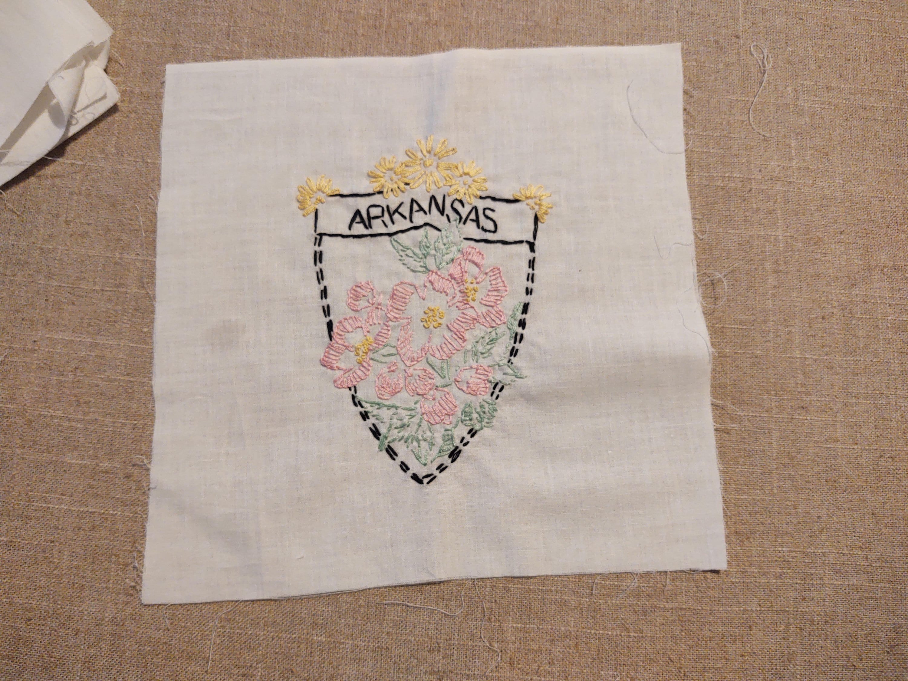 Hand Embroidered State Flower Patch, Quilt Block - [your State] - Etsy