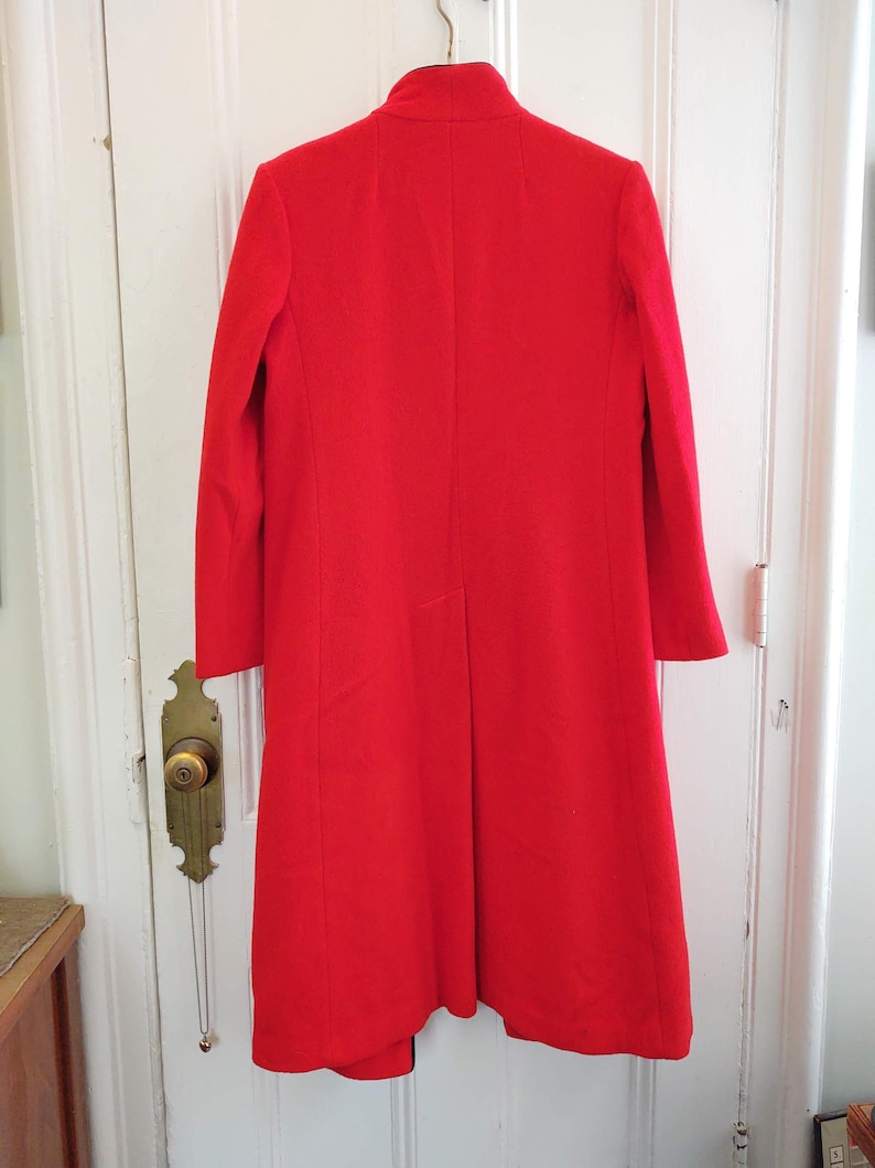 Vintage Red 1980s Satin Lined Coat Black Piping Drop Collar Pockets - Etsy