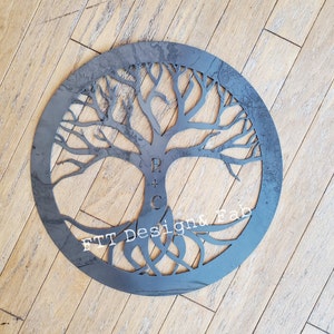 Rustic Monogram Custom Tree Recycled Metal Art 18 Inch ADD Your ...