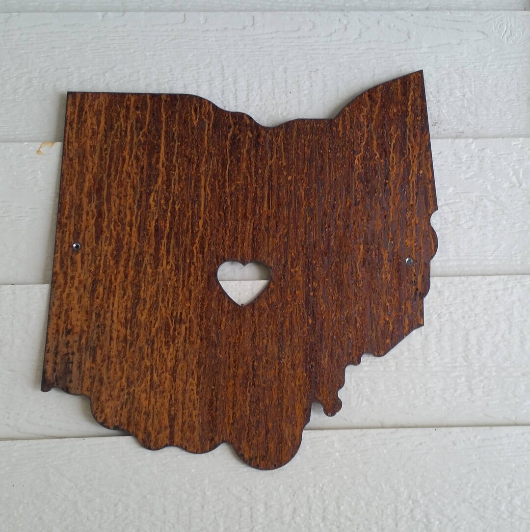 Custom State Sign Ohio Recycled Steel Rustic Wall Hanging YOUR - Etsy