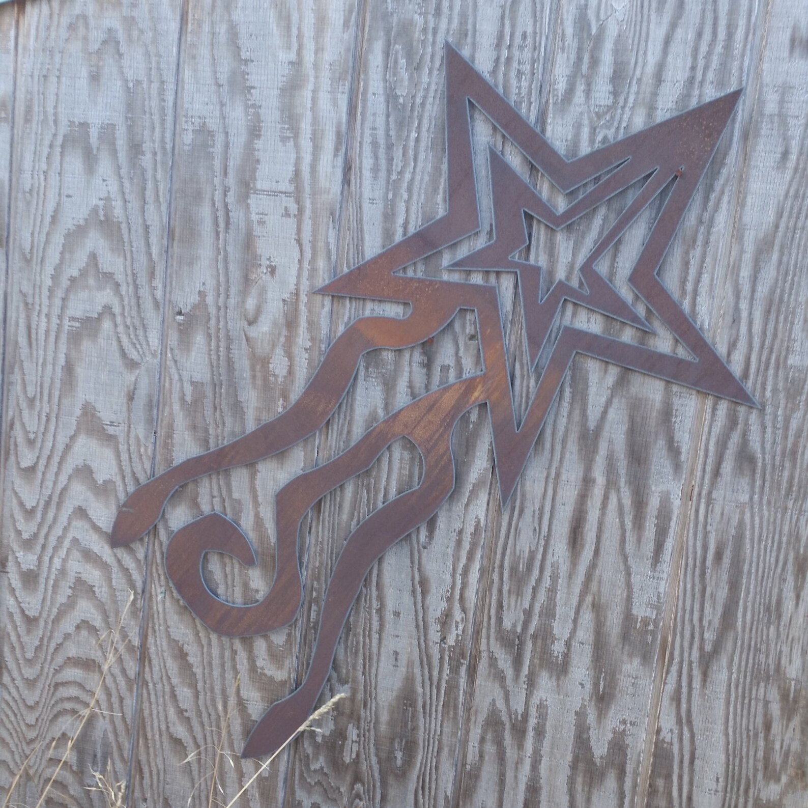 Rustic Shooting Star Recycled Metal Art 24" Steel Star Art Piece Star ...