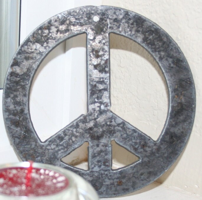 Peace Sign Pendant 4 recycled steel peace sign metal | Etsy