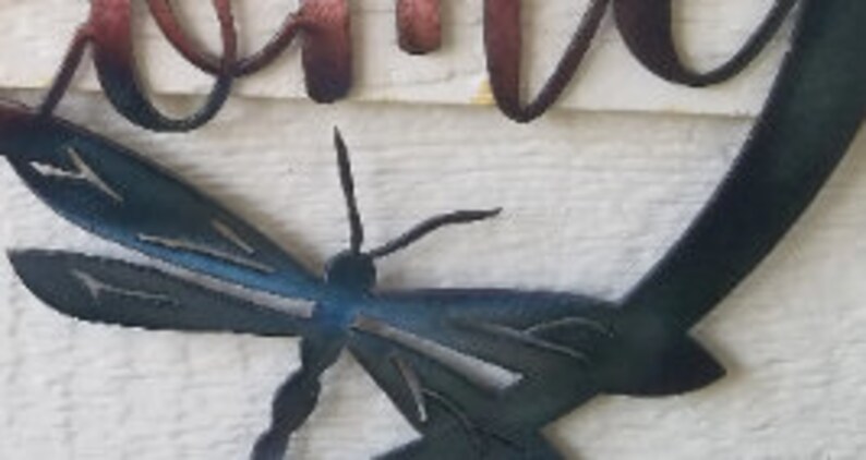 Welcome Dragonfly Rustic Accent Custom Welcome Heat Colored - Etsy