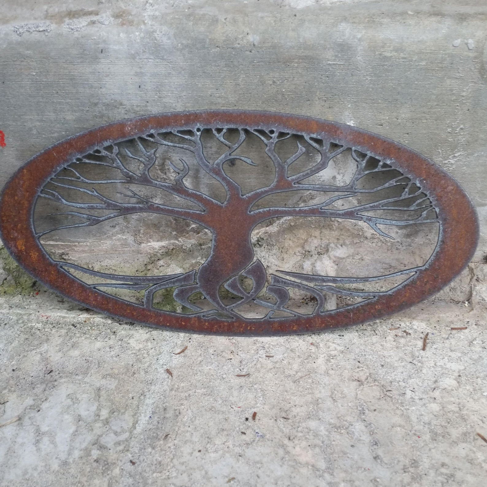 Rustic Horizontal Oval Tree of Life Recycled Metal Art Custom | Etsy