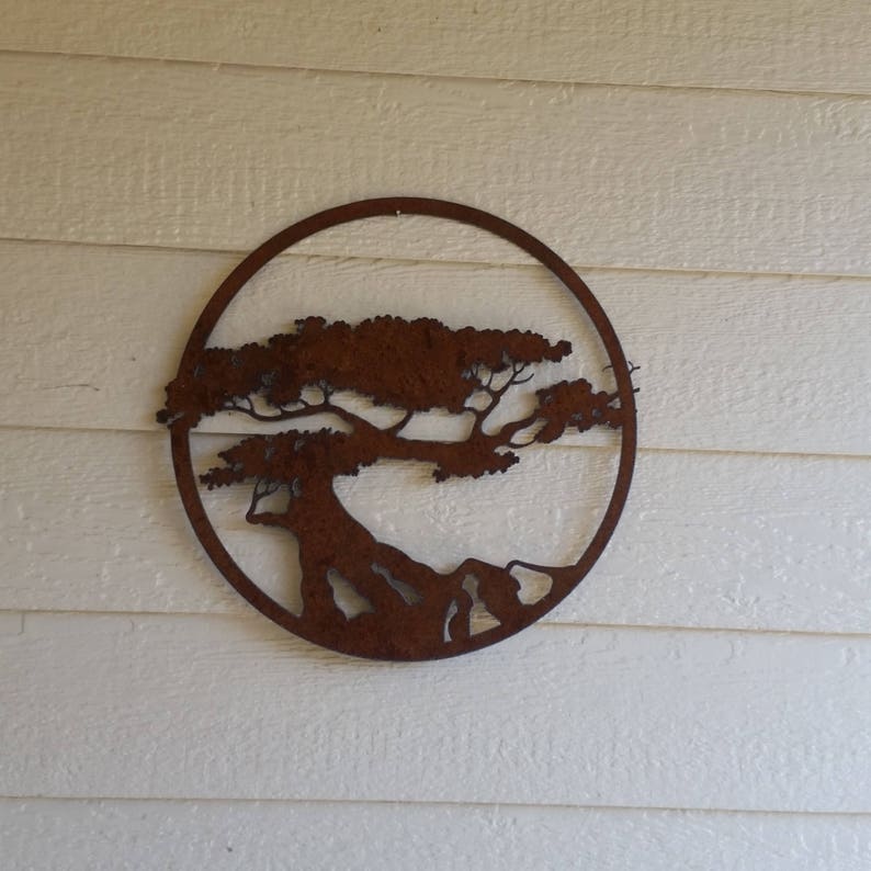 Rustic Bonsai Tree Recycled Metal Art 9 Inch Custom Steel Asian ...
