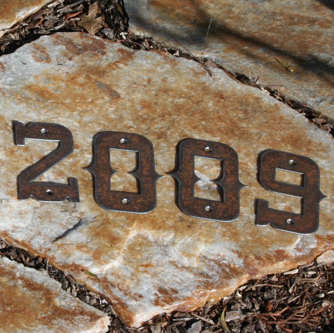 Rustic Custom Numbers Western Font Recycled Steel Custom - Etsy