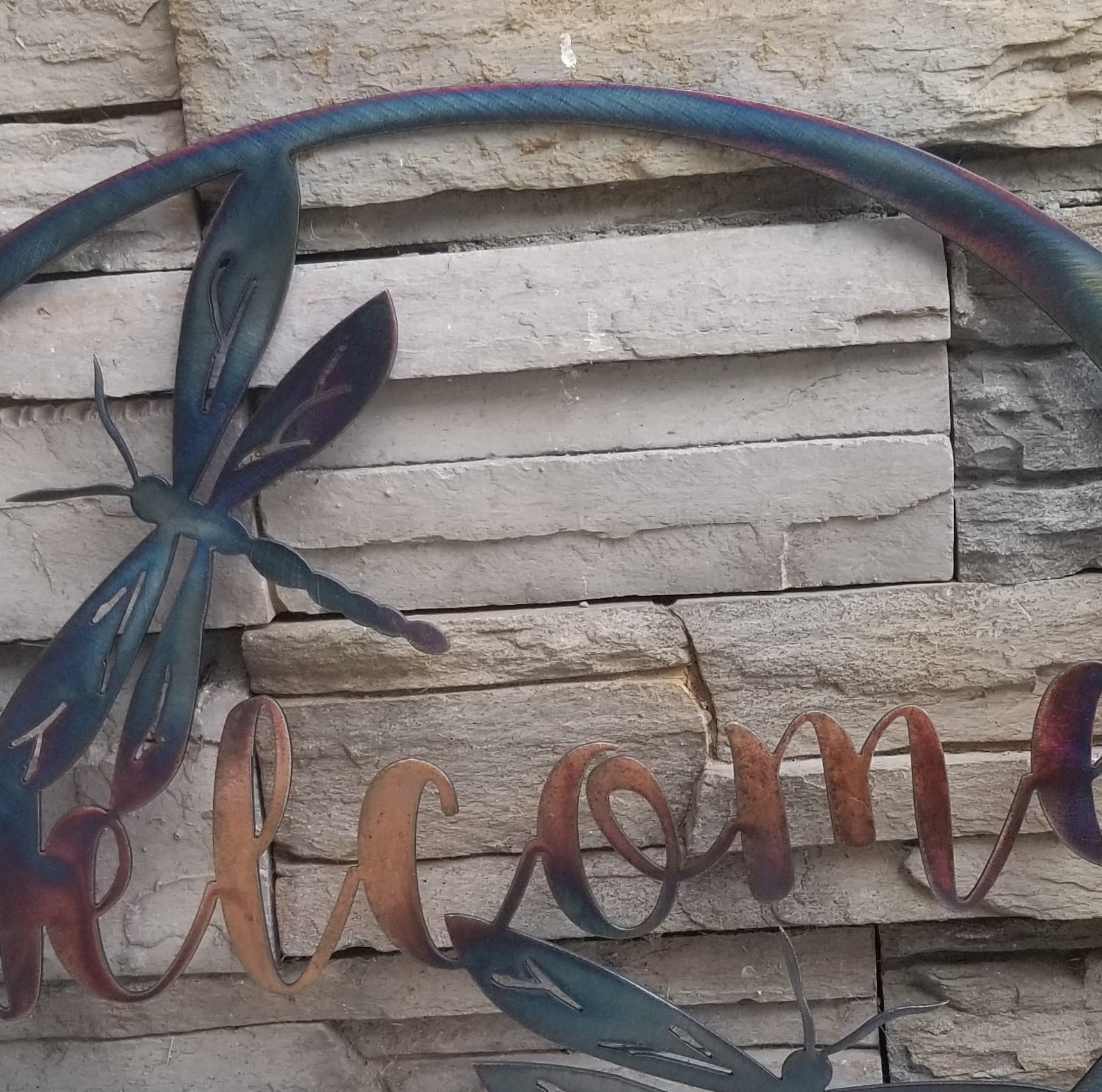 Welcome Dragonfly Rustic Accent Custom Welcome Heat Colored - Etsy