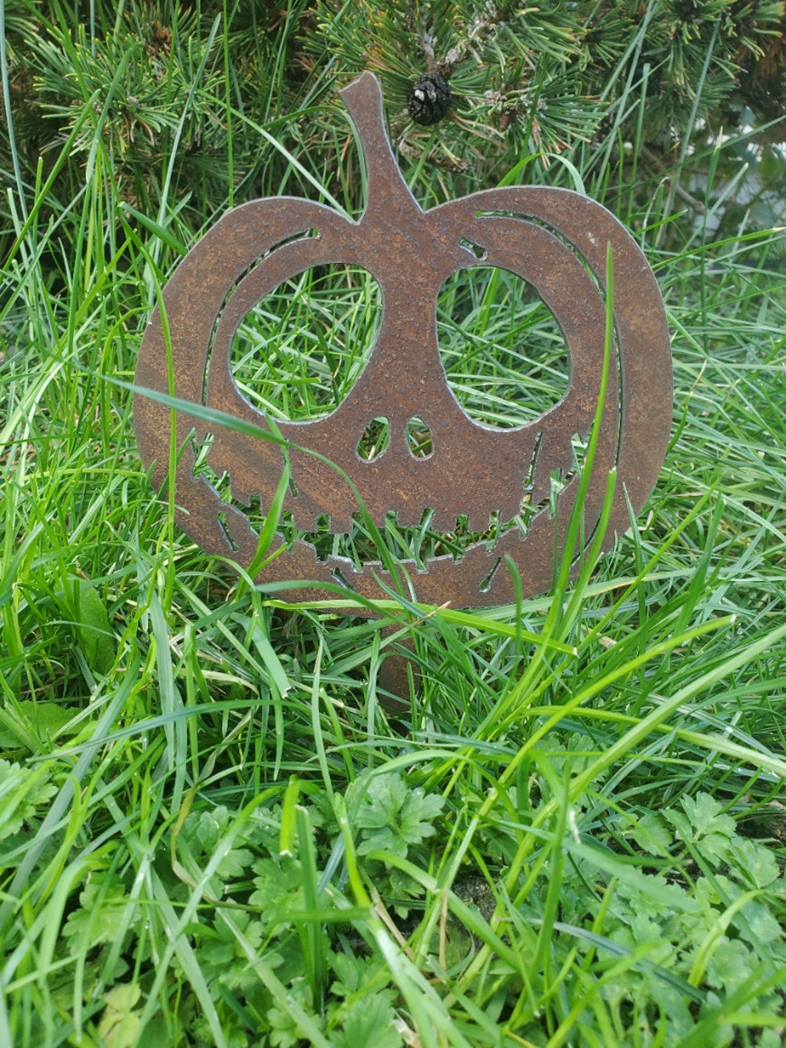Jack Pumpkin Small Rustic Garden Stake Custom Rusty Yard Art - Etsy