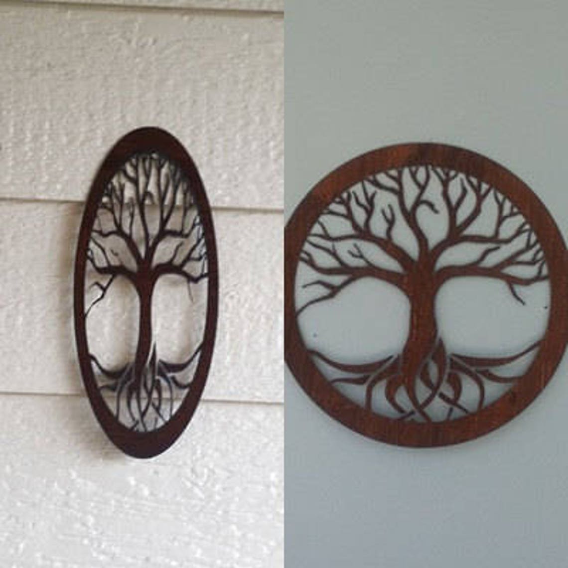 Rustic Horizontal Oval Tree of Life Recycled Metal Art Custom | Etsy