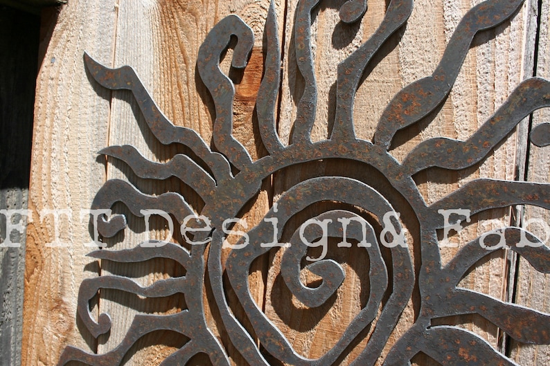 Rustic Sun Wall Decor 24" Recycled Steel Custom SUN Metal Sun Custom ...