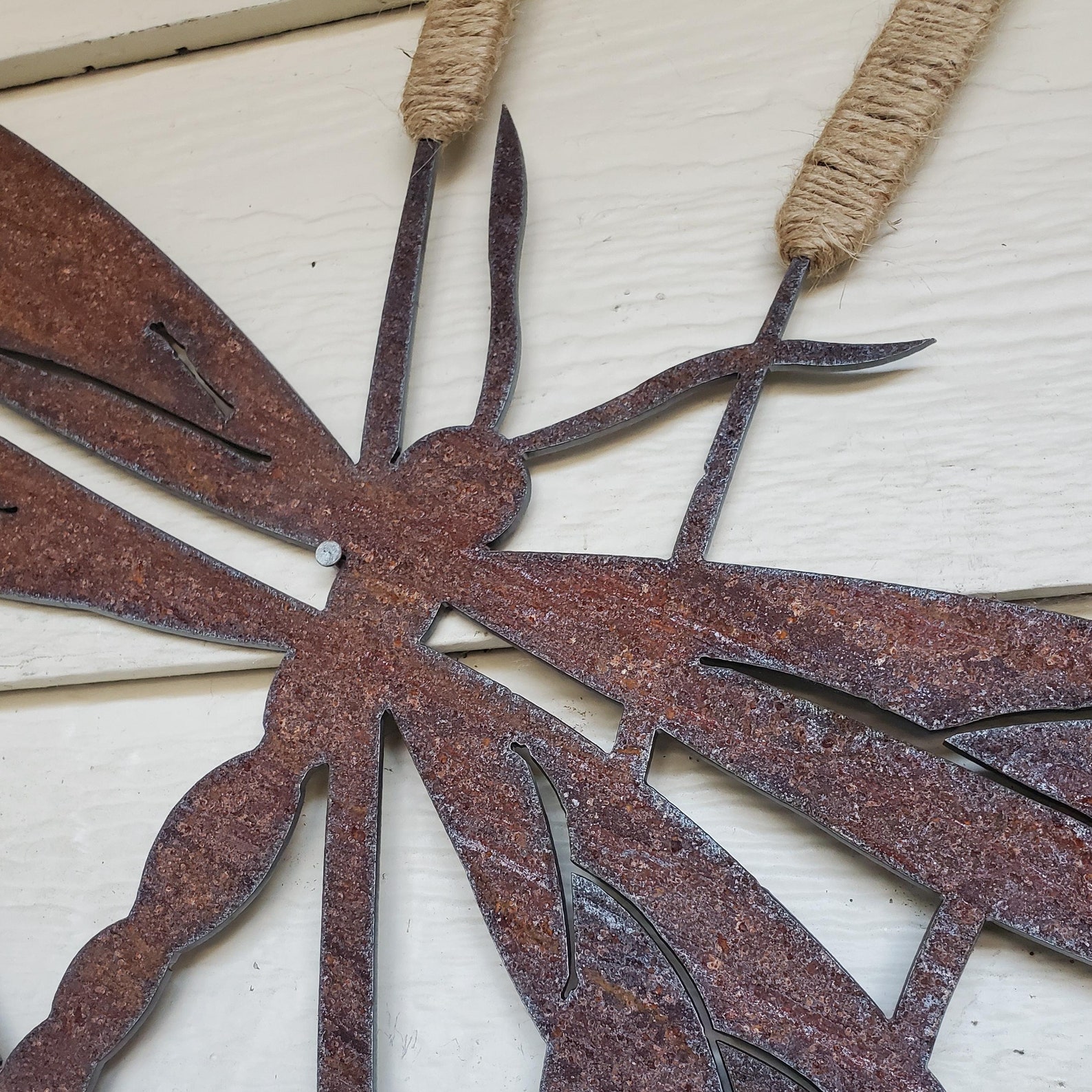Square Dragonfly and Cattails Rustic Wall Decor - Etsy