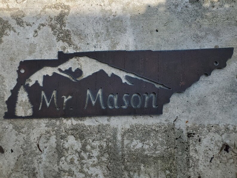 Custom Tennessee State Mountain Sign Welcome Recycled Steel Rustic ...