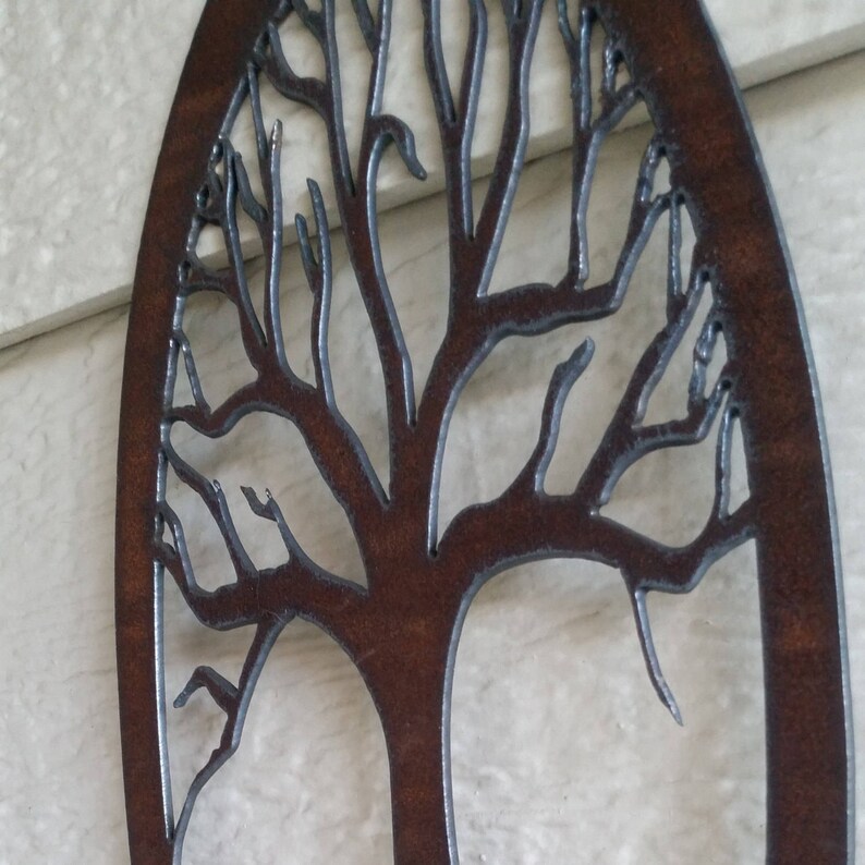 Rustic Oval Tree of Life Recycled Metal Art Custom Steel Tree - Etsy