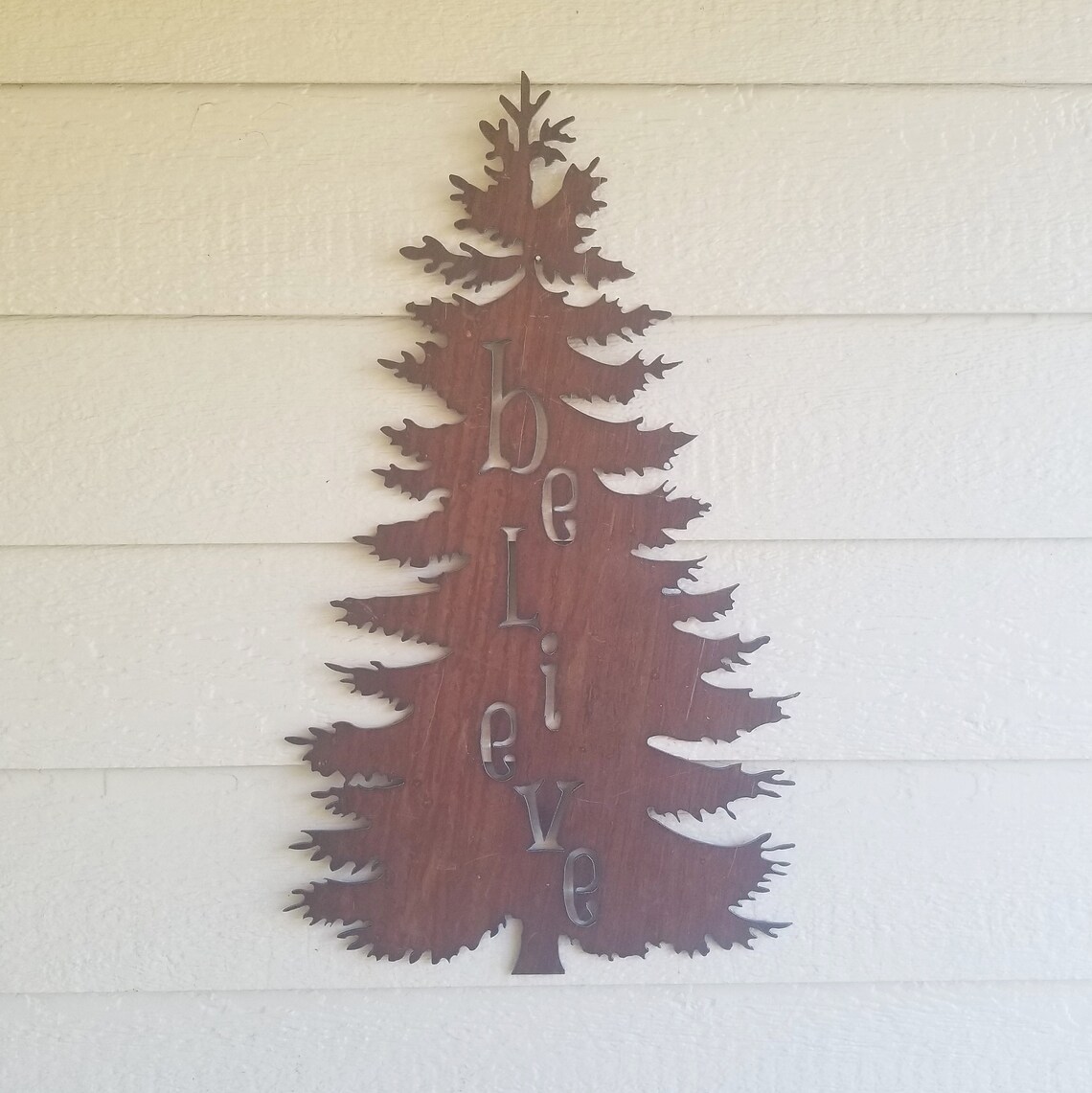 Rustic Believe Tree Recycled Metal Art Custom Steel Tree Wall | Etsy