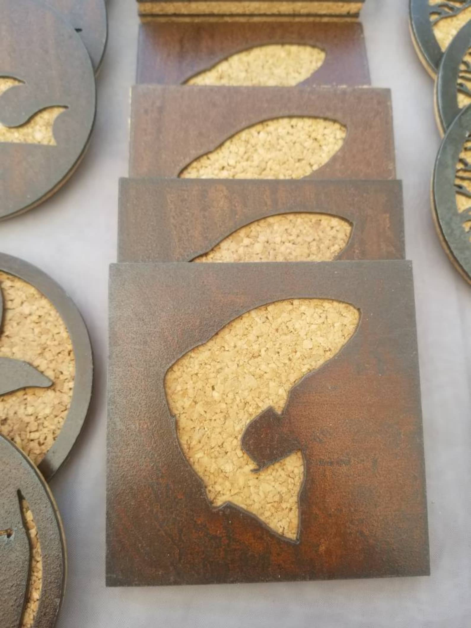 Custom Tree Rustic Metal Coasters Geometric designs Square | Etsy